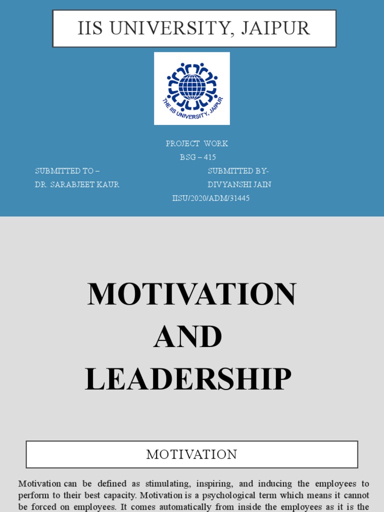 Motivation and Leadership | PDF | Leadership | Motivational