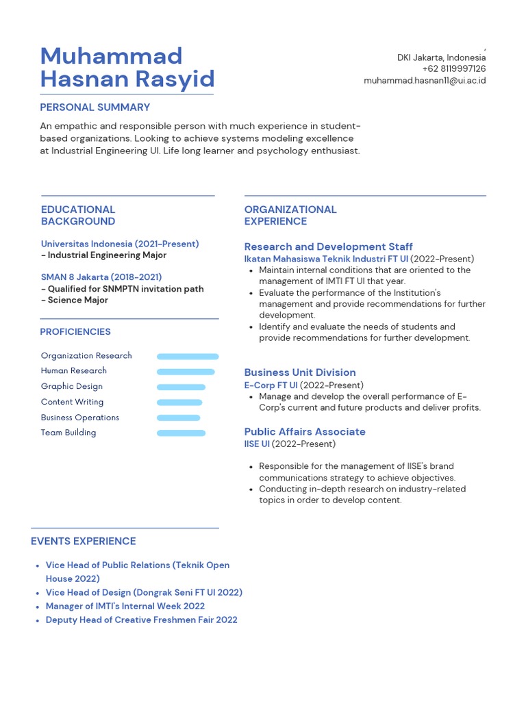 Industrial Engineering Student Profile | PDF | Communication | Learning