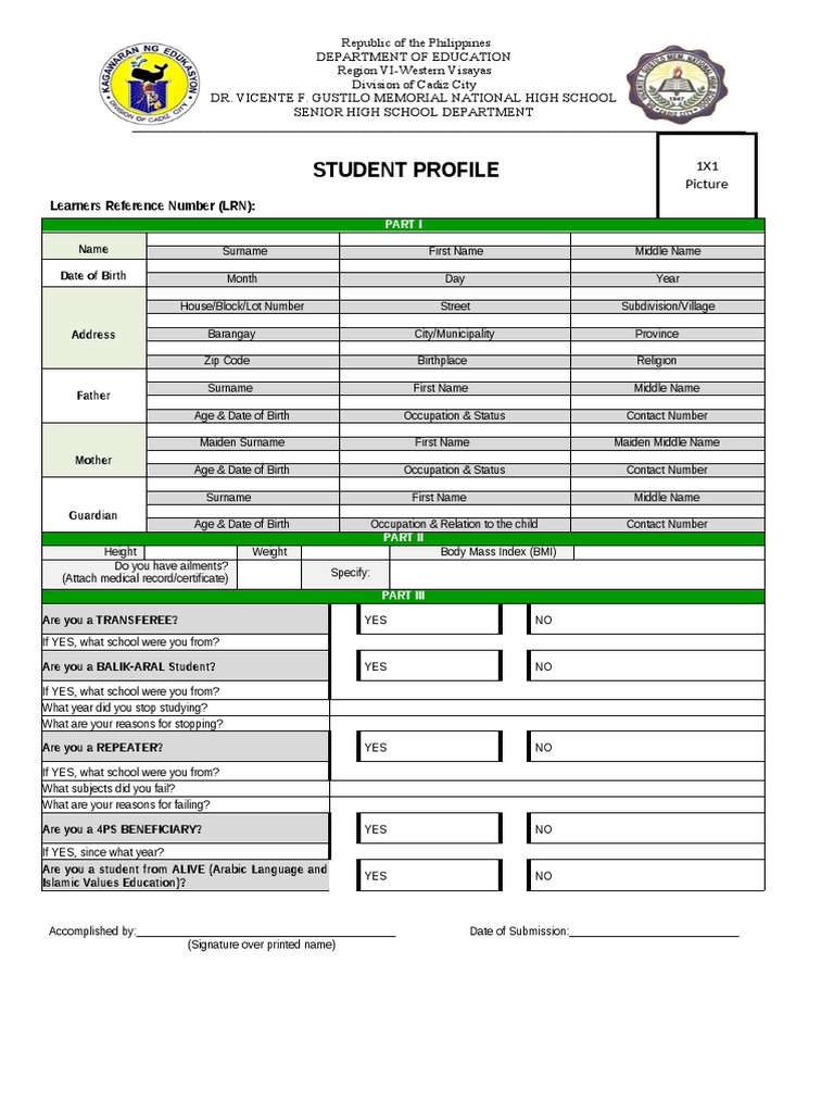 Student Profile Form Guide | PDF | Wellness