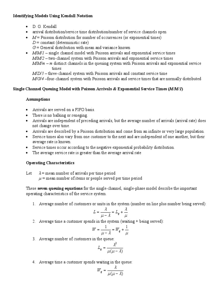 Identifying Models Using Kendall Notation | PDF | Poisson Distribution | Teaching Mathematics