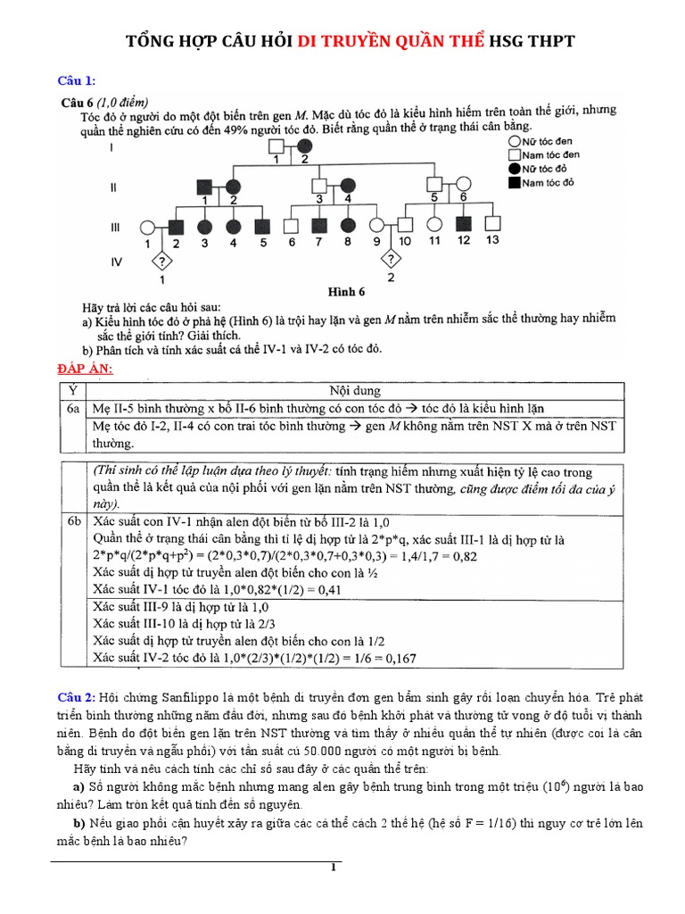 0.Di Truyền Quần Thể Hsg | PDF