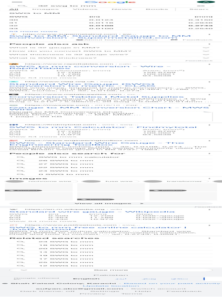 32 SWG To MM - Google Search | PDF | Metrology | Wire