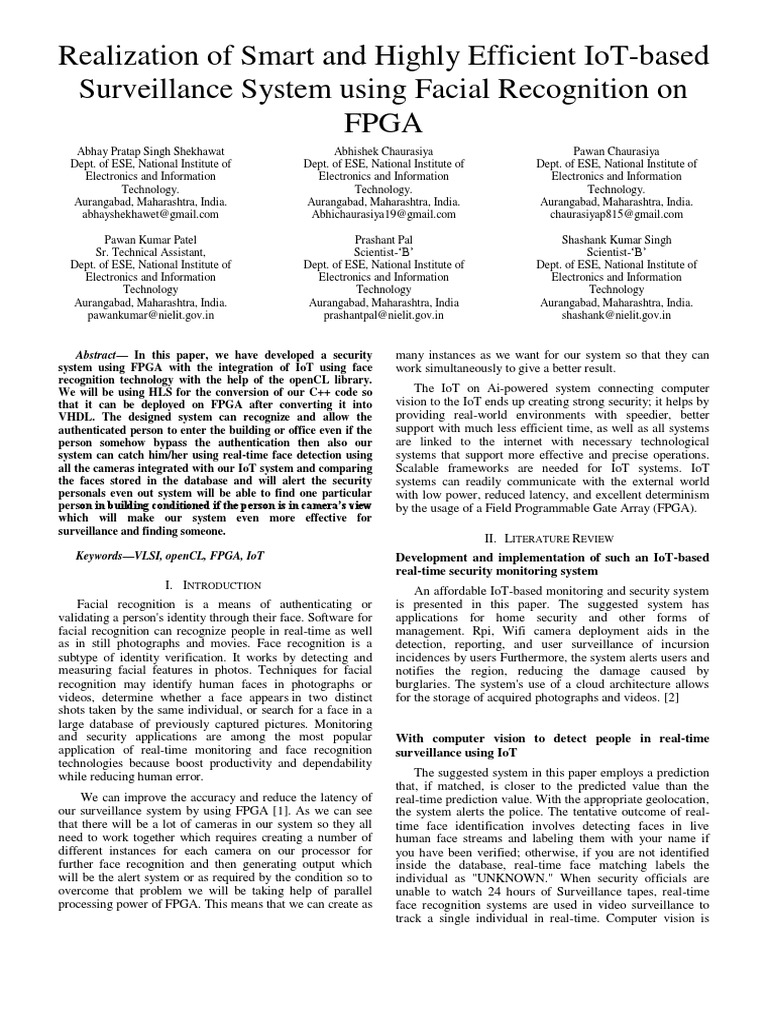 Realization of Smart and Highly Efficient IOT Based Surveillance System Using Facial Recognition ...