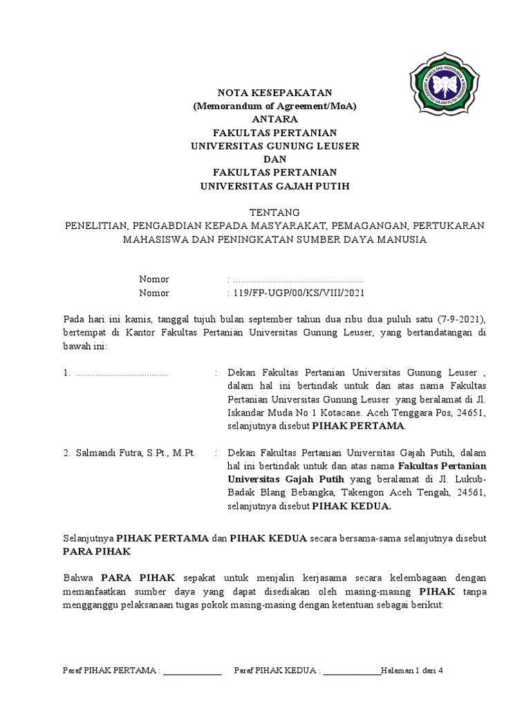 2.MoA Dekan UGL-FP | PDF | Sains & Matematika