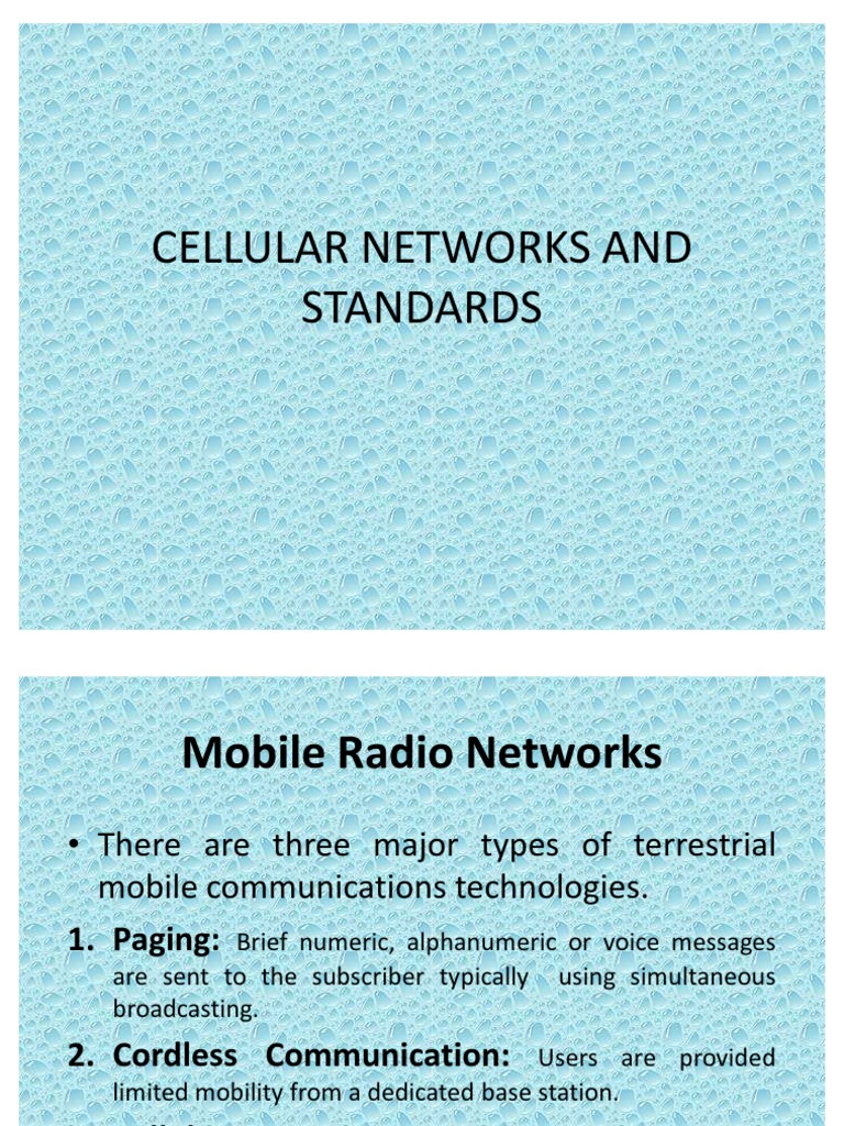 Cellular Networks And Standards Pdf Channel Access Method