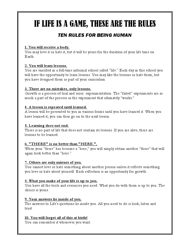 If Life Is A Game, These Are The Rules: Ten Rules For Being Human | PDF