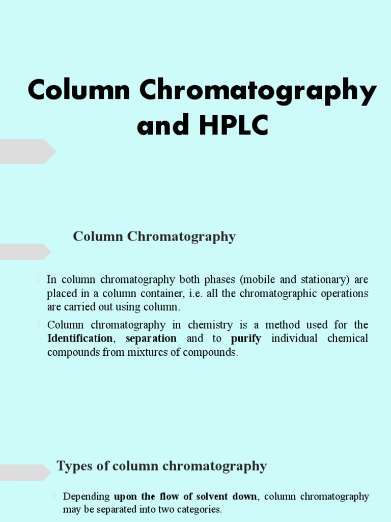 Lecture 10 Cc And Hplc Pdf Chromatography High Performance Liquid