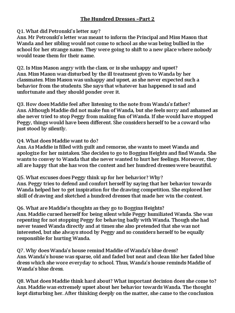 The Hundred Dresses - Part 2 | PDF