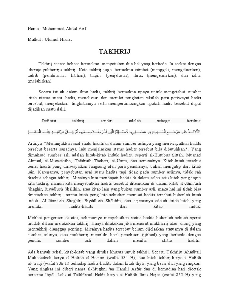 Panduan Takhrij Hadis: Metode dan Urgensi | PDF