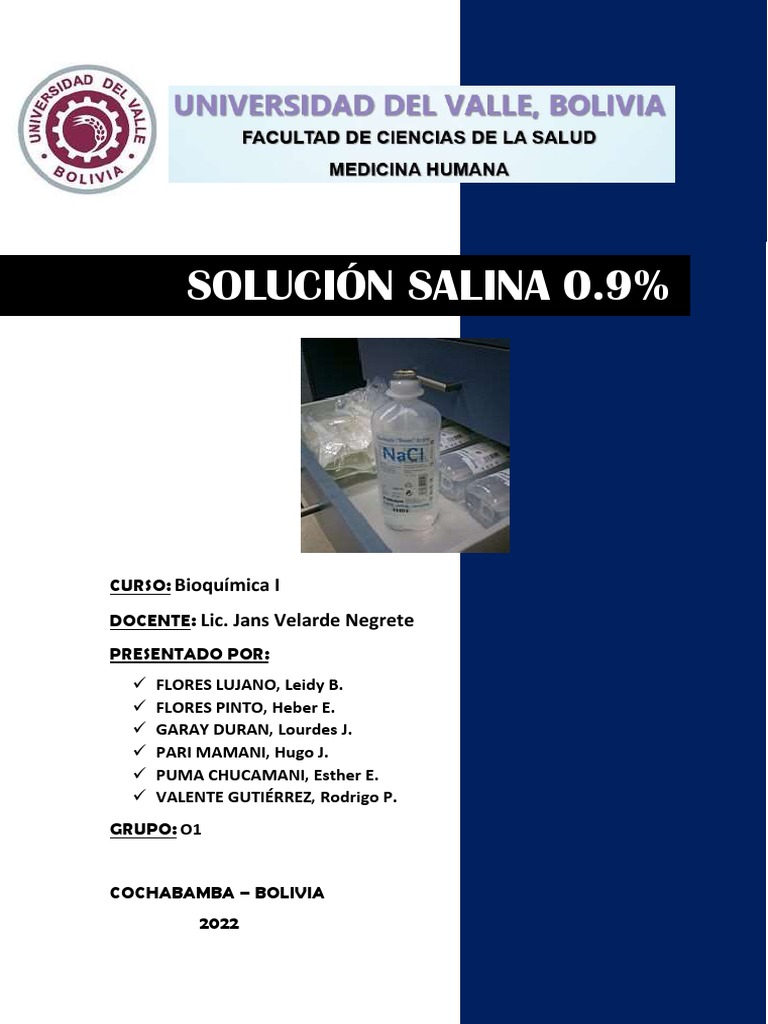 Uso y características del suero salino 0.9% | PDF | Sodio | Solución ...