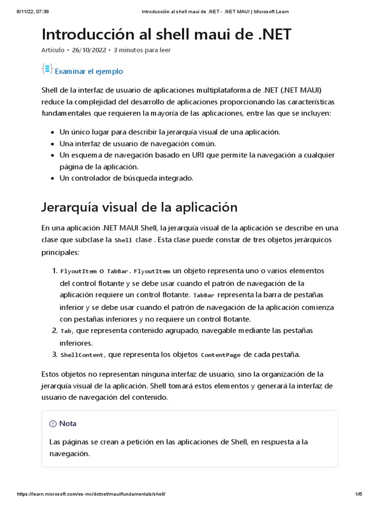 Introducción Al Shell Maui de .NET - .NET MAUI - Microsoft Learn | PDF | Interfaz de usuario ...