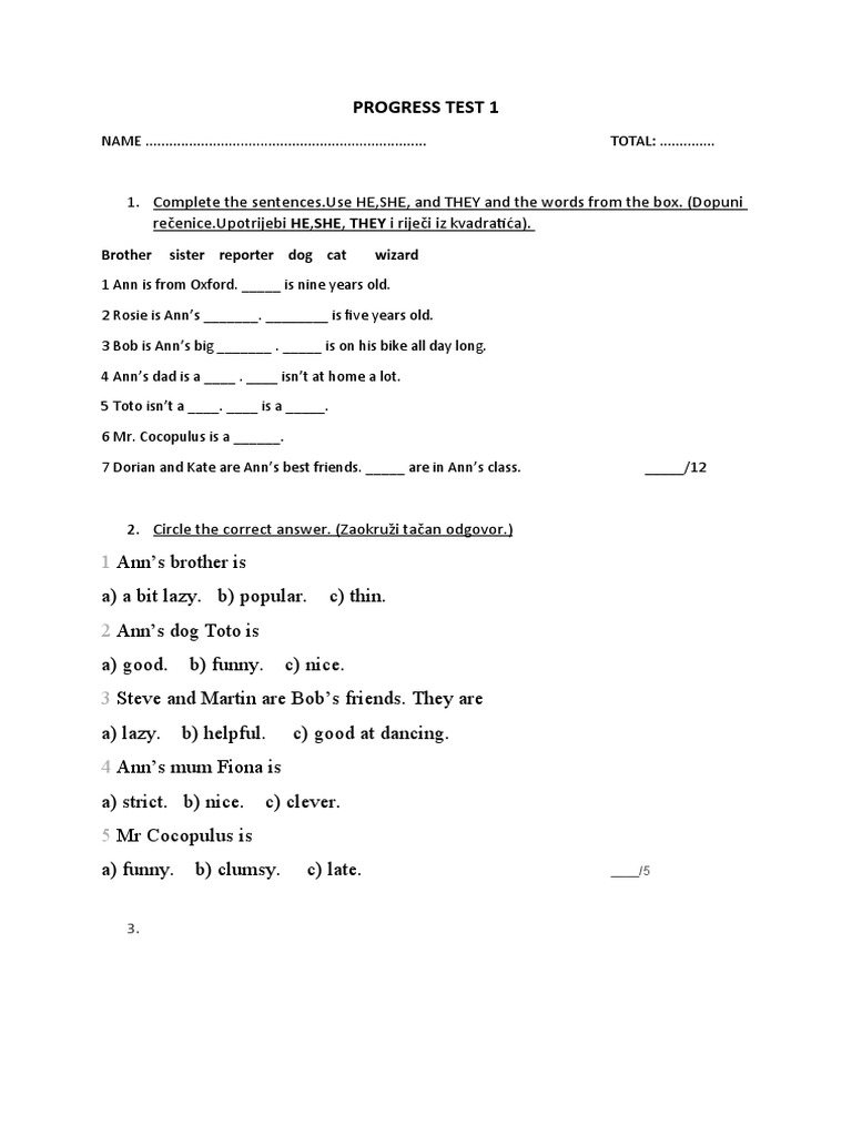 Progress Test 1 5 | PDF | Language Arts & Discipline | Foreign Language ...