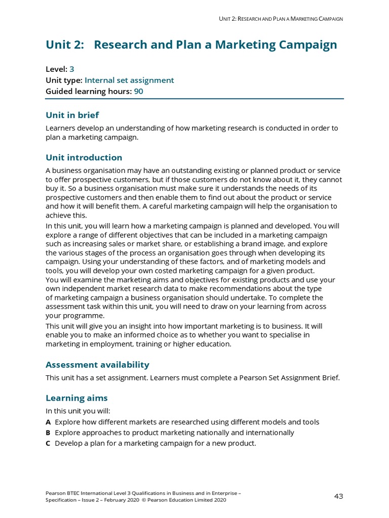 Unit 2 Research and Plan A Marketing Campaign | PDF | Marketing | Learning