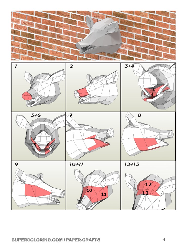 Boar Head Trophy Paper Crafts | PDF