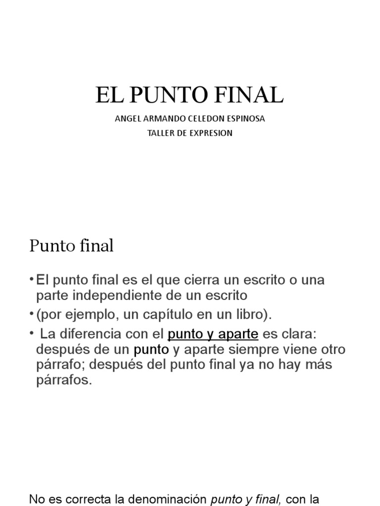 EL PUNTO FINAL - Angel Celedon | PDF EL PUNTO FINAL - Angel Celedon | PDF