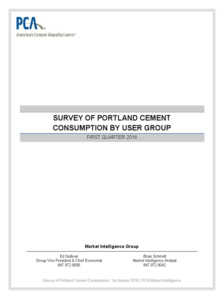 Survey of Portland Cement Consumption by of Portland Cement Consumption ...
