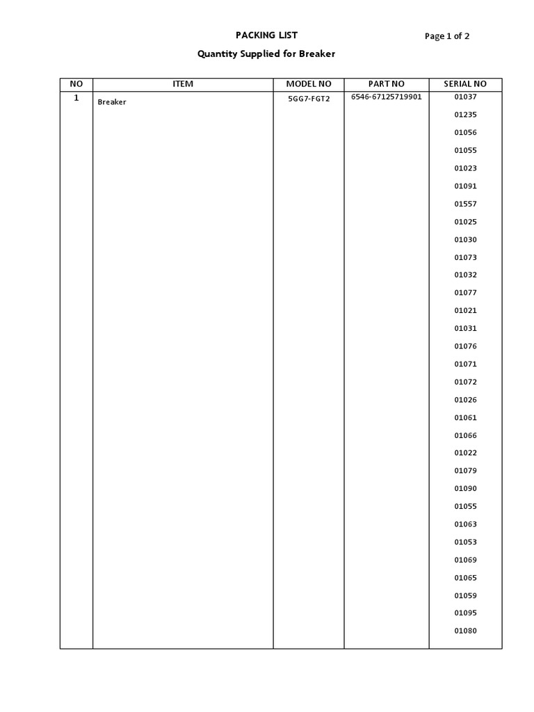 Packing List For PC | PDF