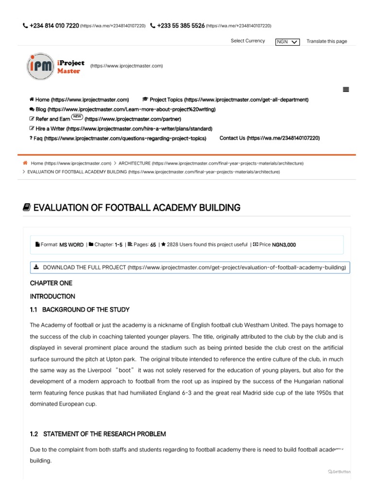 Evaluation of Football Academy Design | PDF | Science | Engineering
