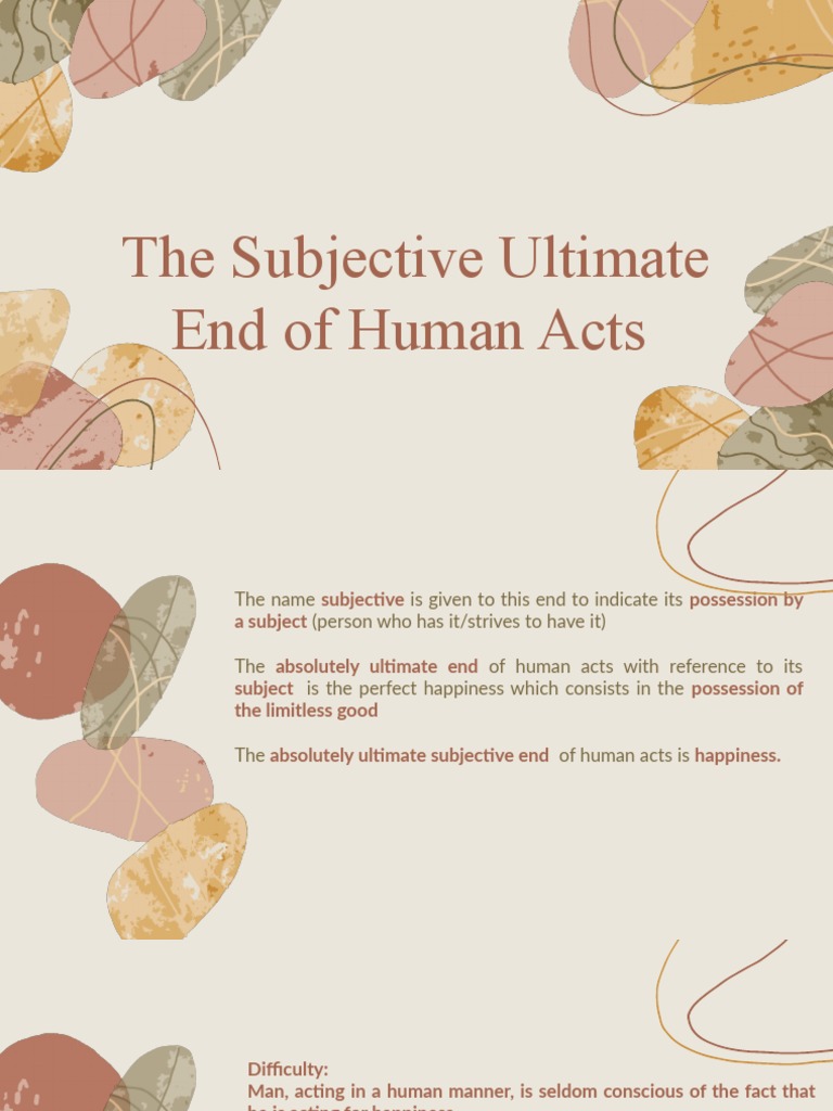 The Subjective Ultimate End of Human Acts | PDF