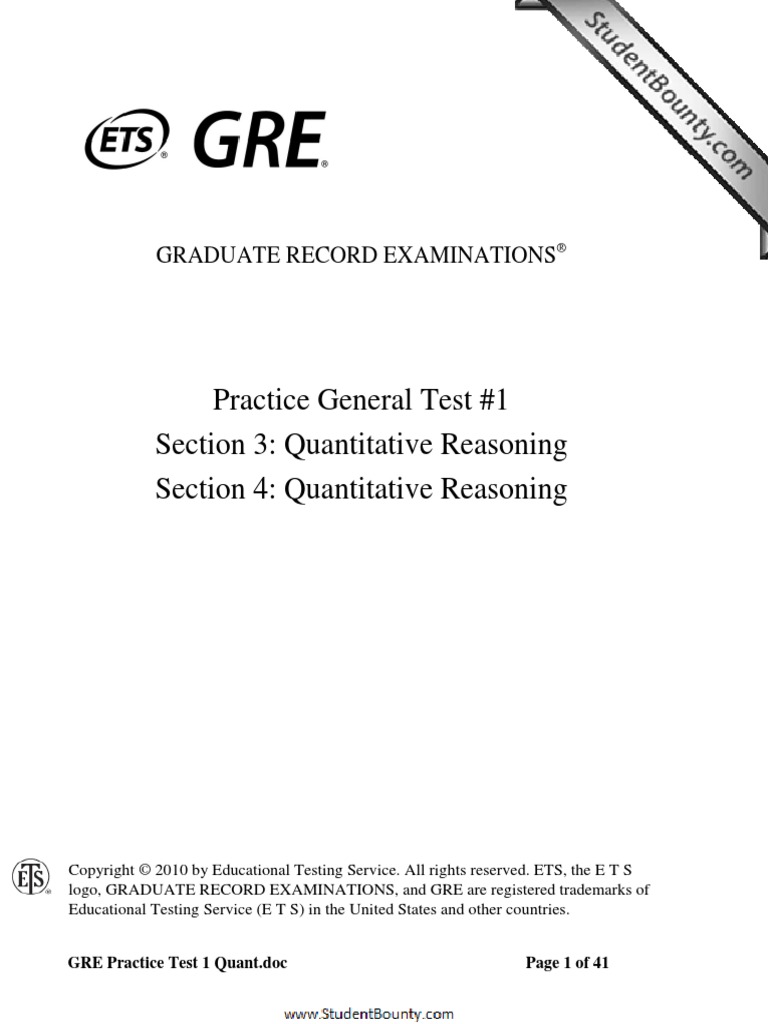 Quantitative Reasoning Practice Test | Download Free PDF | Graduate ...