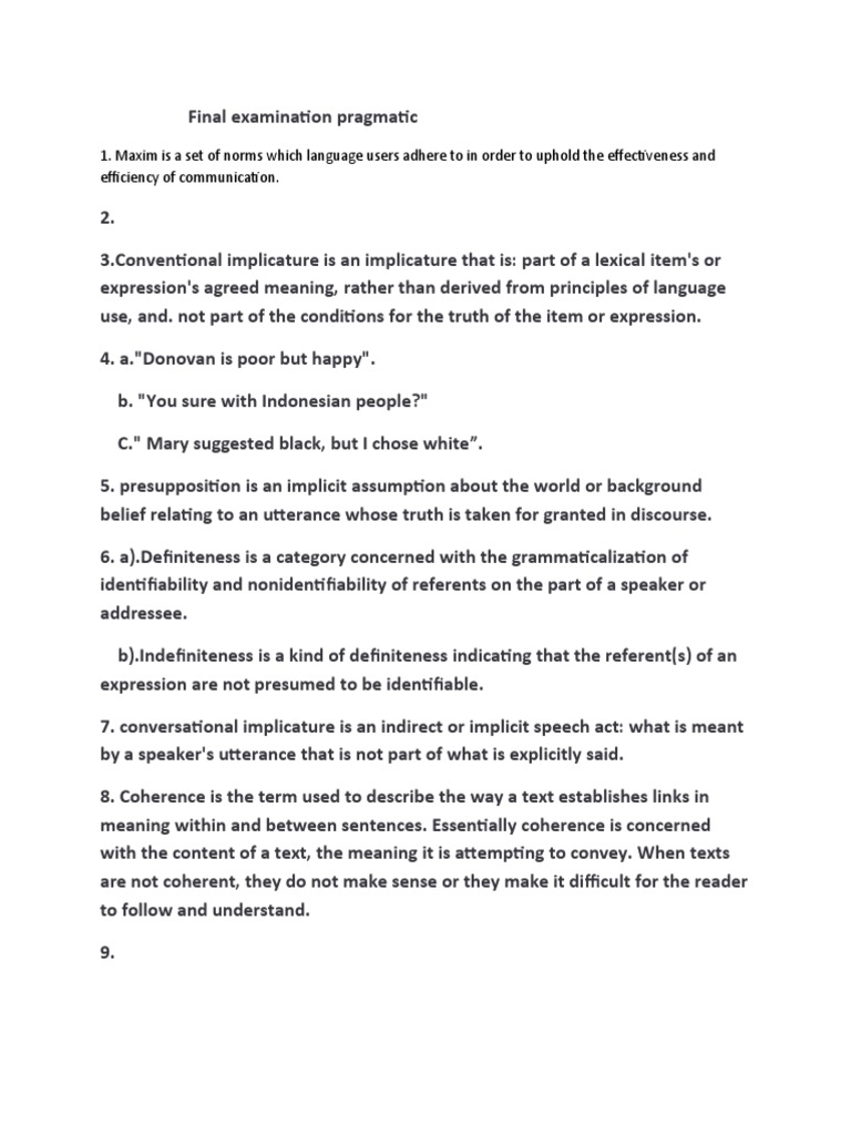 Examination Pragmatic | PDF