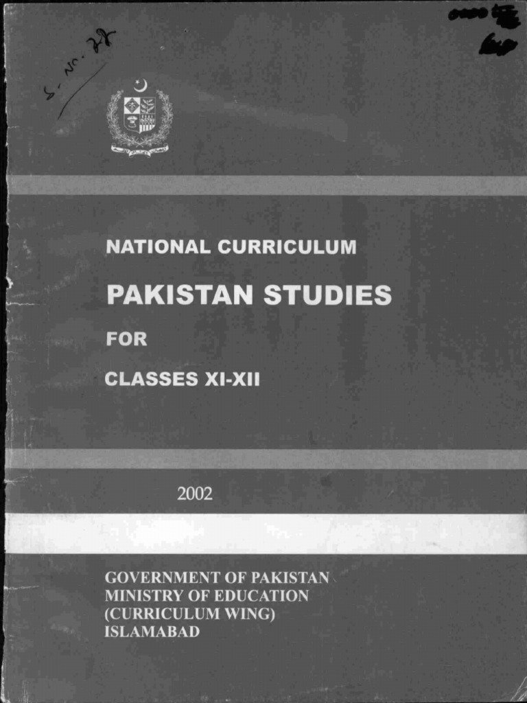National Curriculum Pakistan Studies For Classes Xi Xii 2002 Pdf