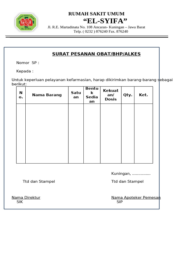 Surat Pesanan Obat | PDF