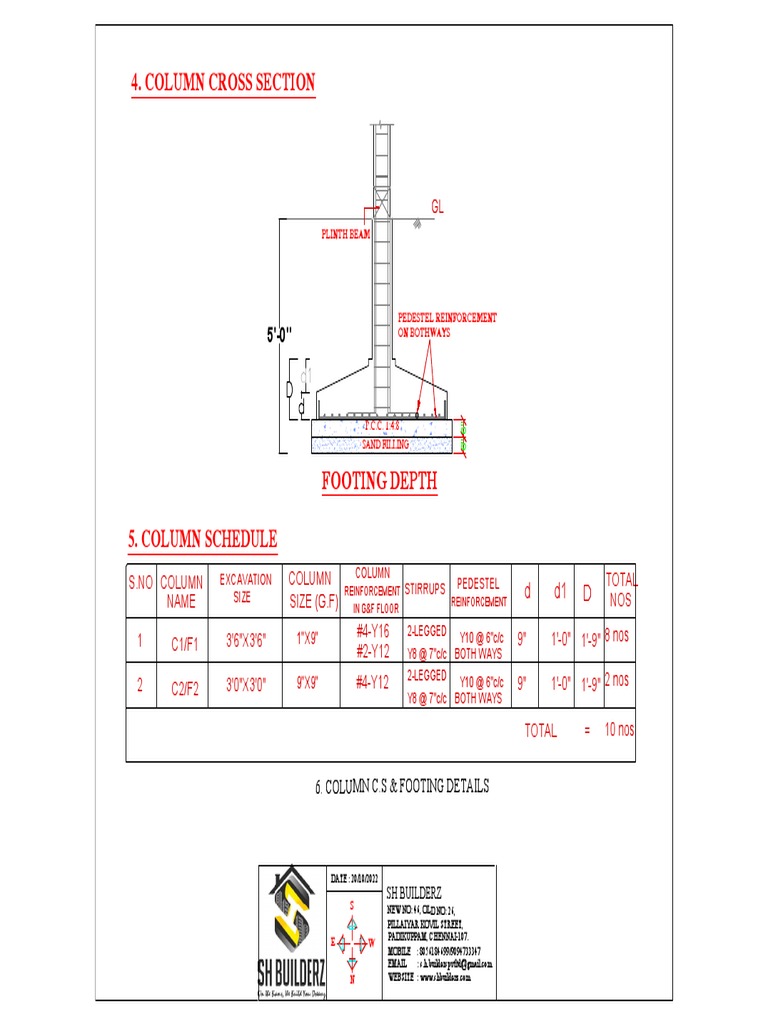 MR - Madhavan Column Schedule and Cross Section | PDF | Architectural ...