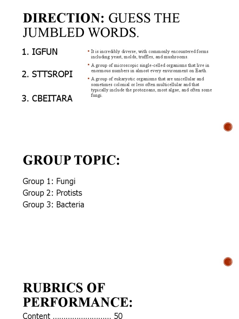Fungi, Protists, and Bacteria Overview | PDF | Science & Mathematics