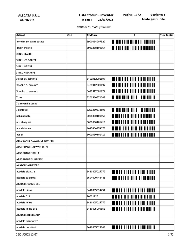 Lista Stocuri Inv | PDF | Foods | Food Industry