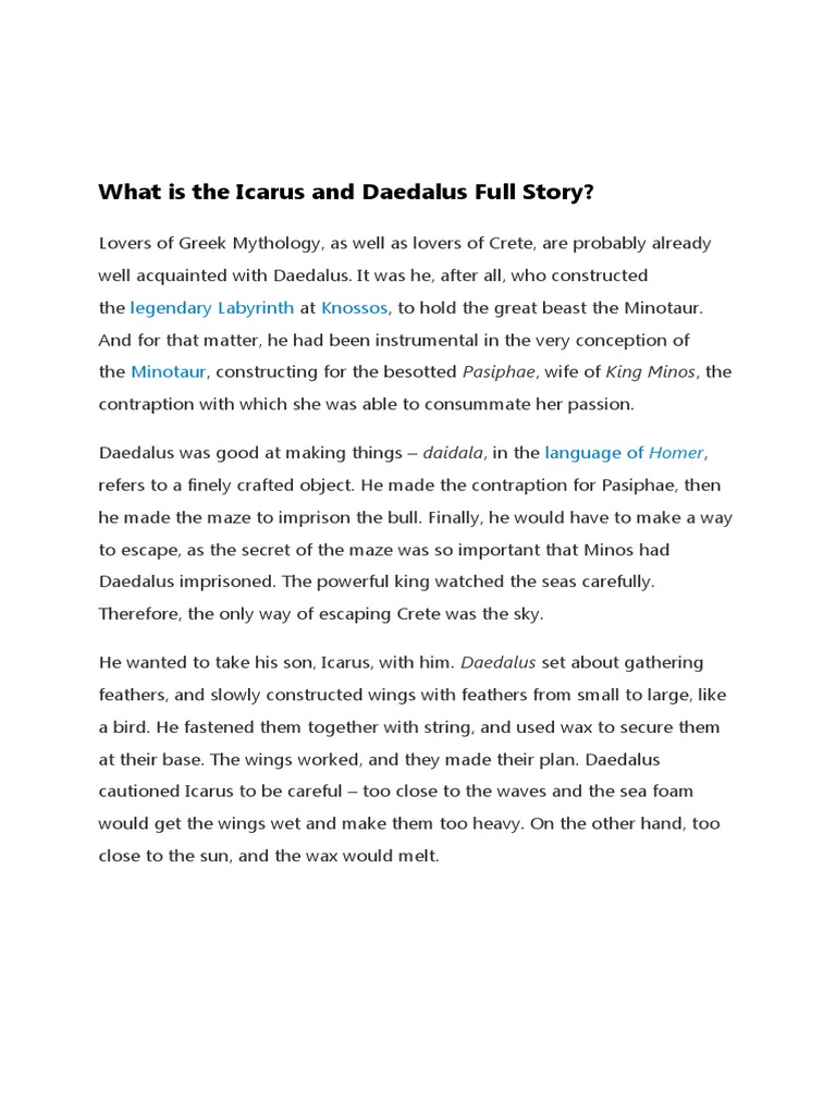 What Is The Icarus and Daedalus Full Story | PDF | History | Young Adult