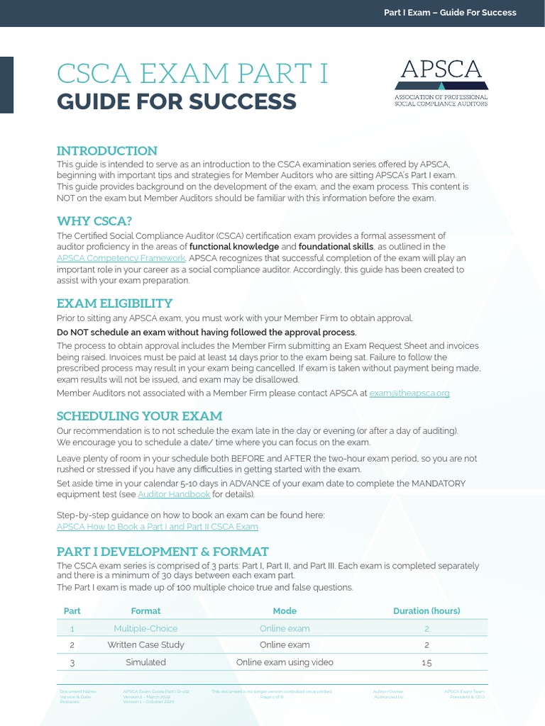 APSCA Part I Exam Guide D 102 | PDF | Test (Assessment) | Audit