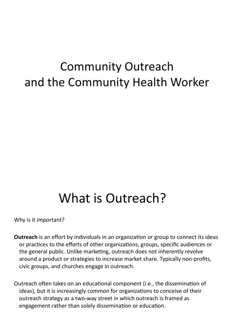 Module 2 Community Outreach and The CHW | PDF | Community | Communication
