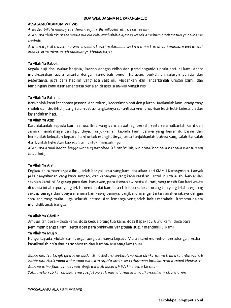 Doa Wisuda Saka | PDF