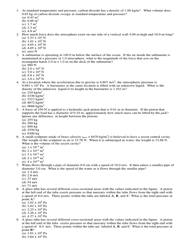 10 Quiz Fluids | PDF | Pressure | Liquids