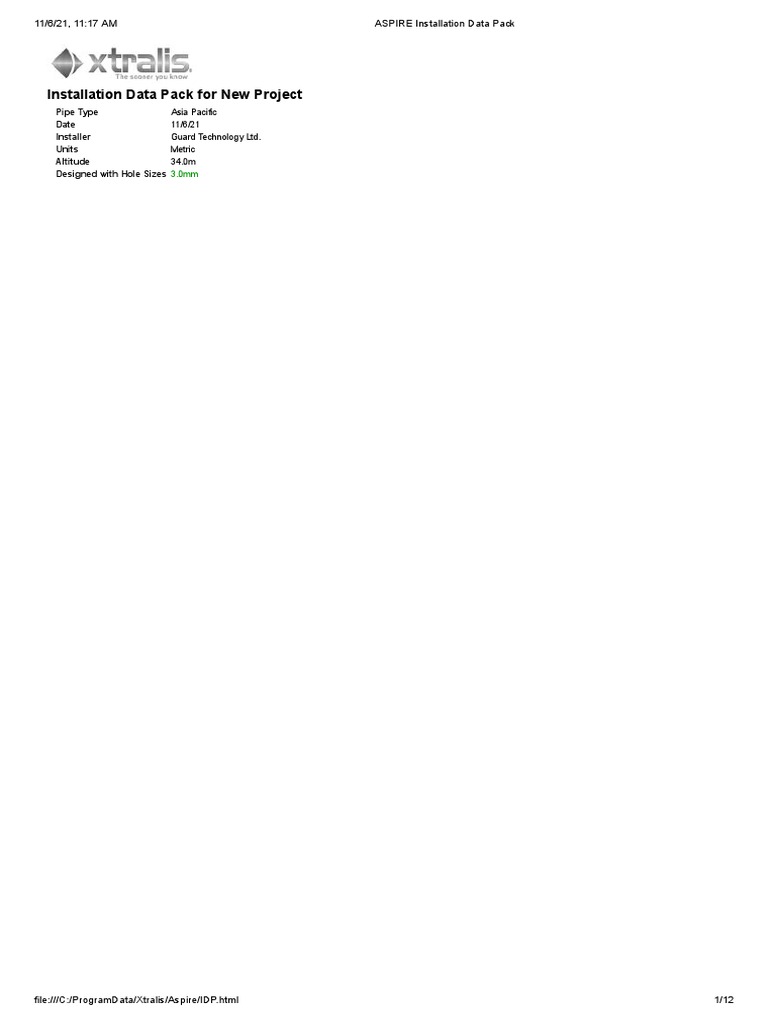 ASPIRE Installation Data Pack - VEP-1 | PDF | Pressure | Capillary