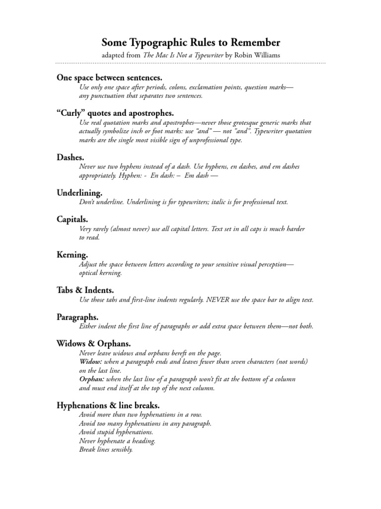 Typography Rules | PDF | Typefaces | Paragraph