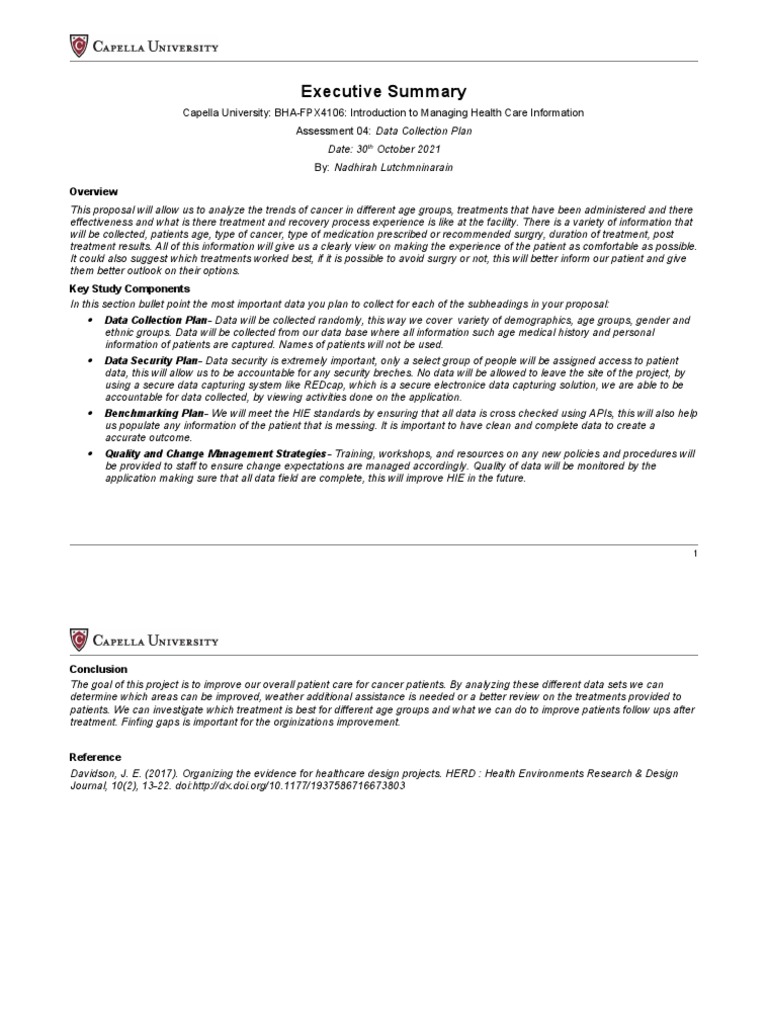 Cancer Patient Data Collection Plan | PDF | Patient | Health Care