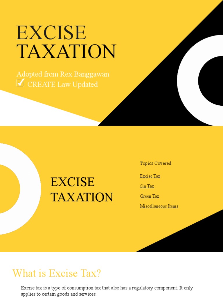 Philippine Excise Tax Overview Guide | PDF | Excise | Taxation