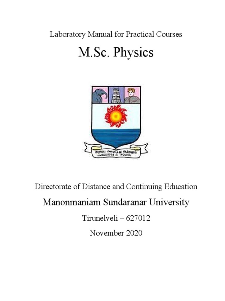 M.Sc. Physics: Manonmaniam Sundaranar University | PDF | Capacitor ...