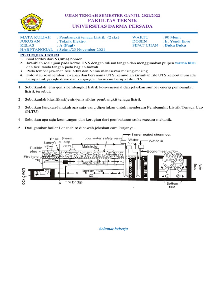 Uts-Pembangkit Tenaga Listrik 2021-A | PDF | Teknologi & Rekayasa