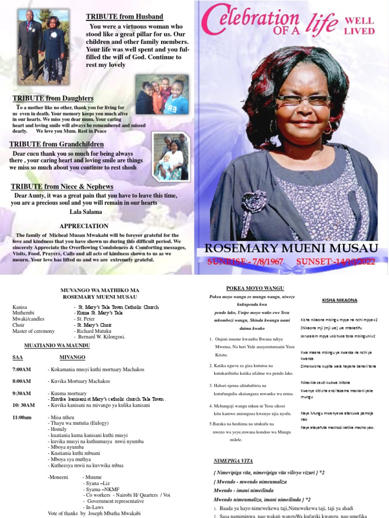 Rosemary Musau Funeral Programme | PDF