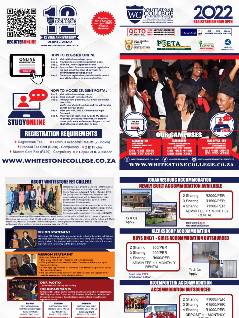 2022 Whitestone FET College Fees Booklet 1 | PDF