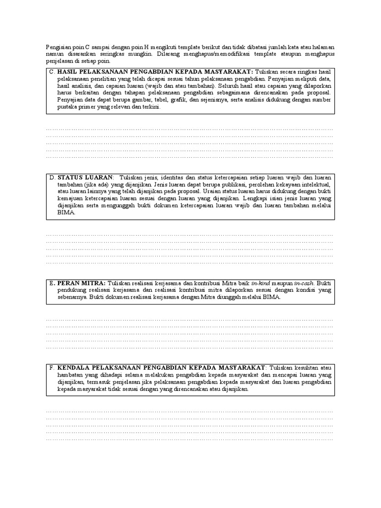 Template Laporan Kemajuan Pengabdian | PDF