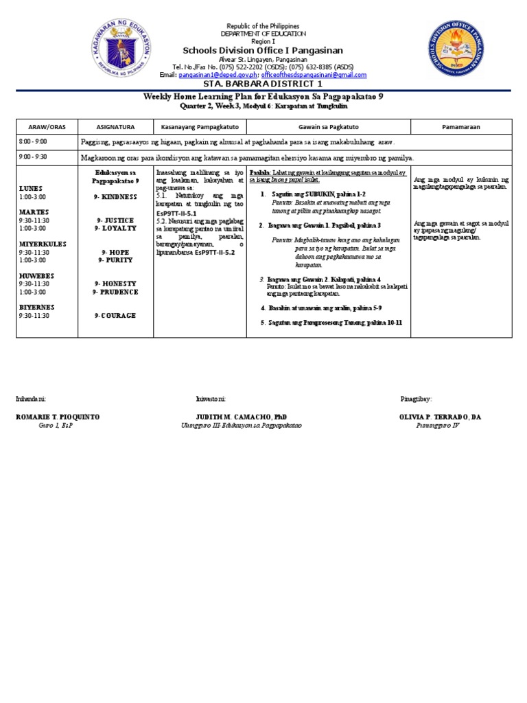 Q2W3 4 WHLP - EsP 9 | PDF