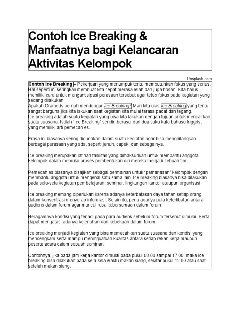 Contoh Ice Breaking | PDF
