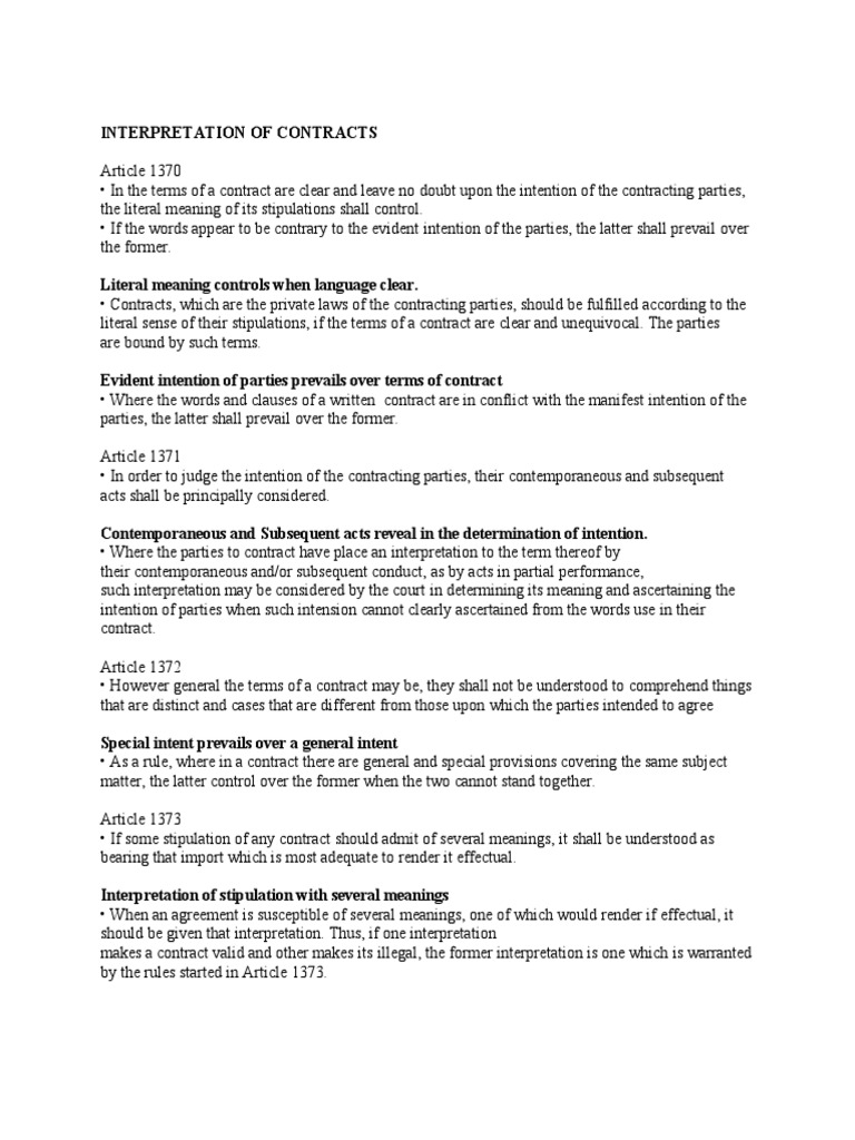 Interpretation of Contracts | PDF | Justice | Crime & Violence