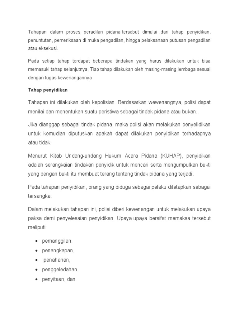 Tahapan Proses Peradilan Pidana | PDF