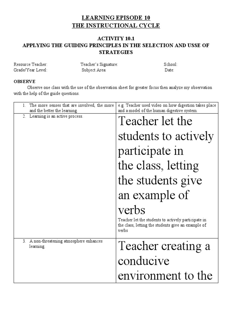 Applying the Guiding Principles of Outcome-Based Teaching and Learning Through Classroom ...