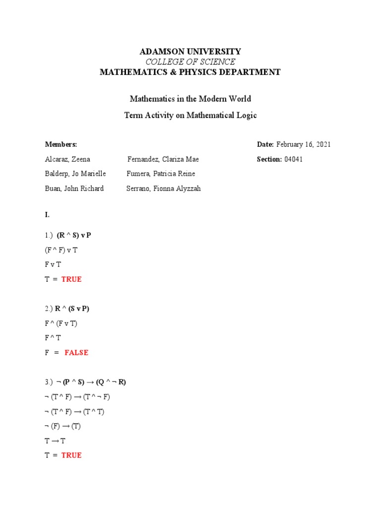 MMW - Introduction To Logic - GROUP 1 | PDF